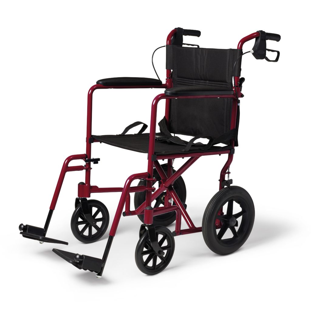 Medline Basic Aluminum Transport Chair 12in Blue 1Ct